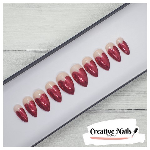 3D Heart False Nails | Creative Nails